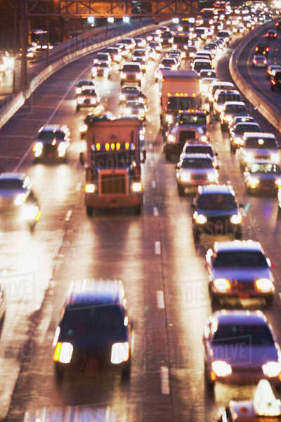 Blurred motion shot of traffic on large highway - Royalty-free Stock ...
