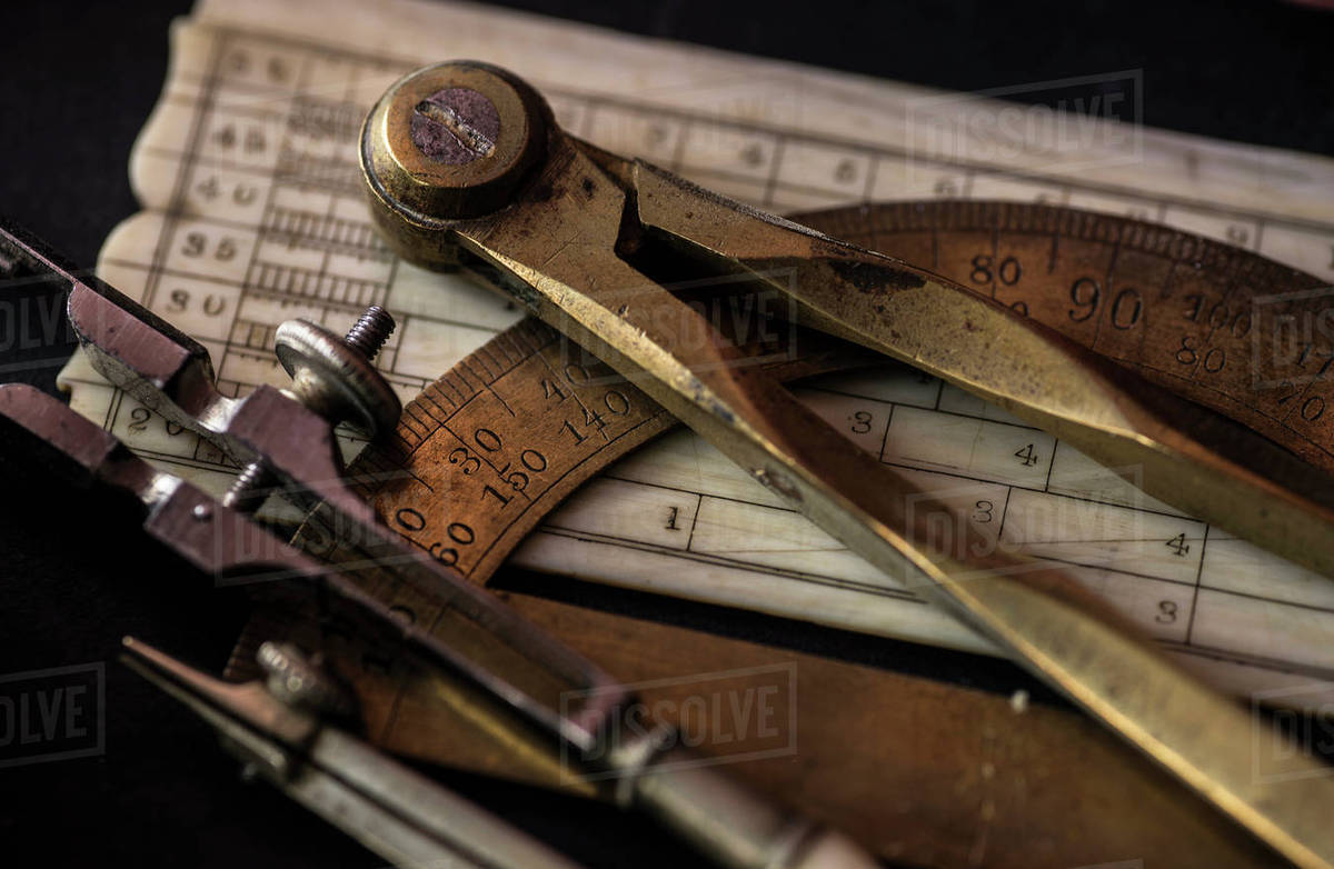 Studio shot of antique instruments of measurement - Royalty-free Stock ...