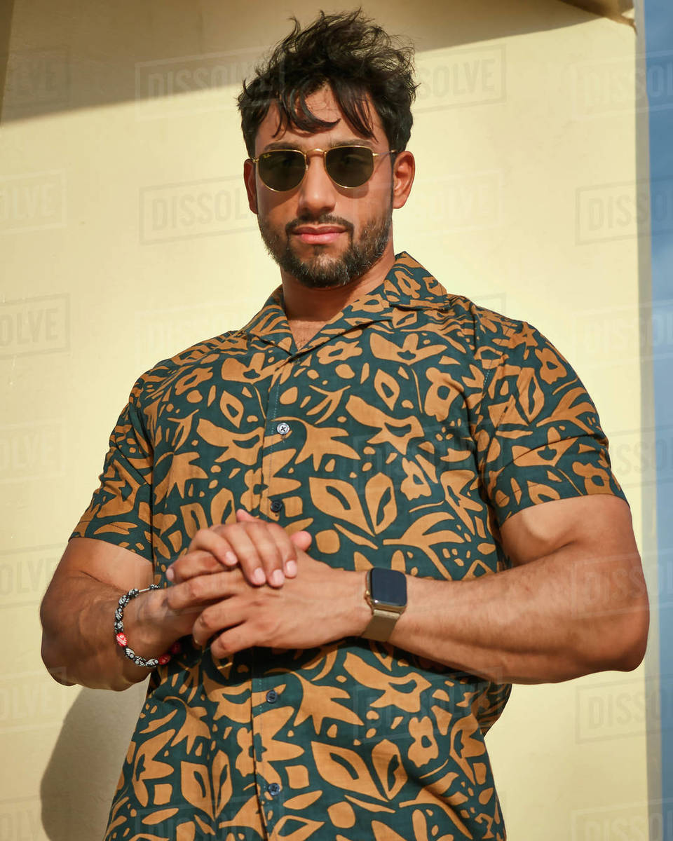 An Arab muscular male model stands confidently and calmly. - Stock ...