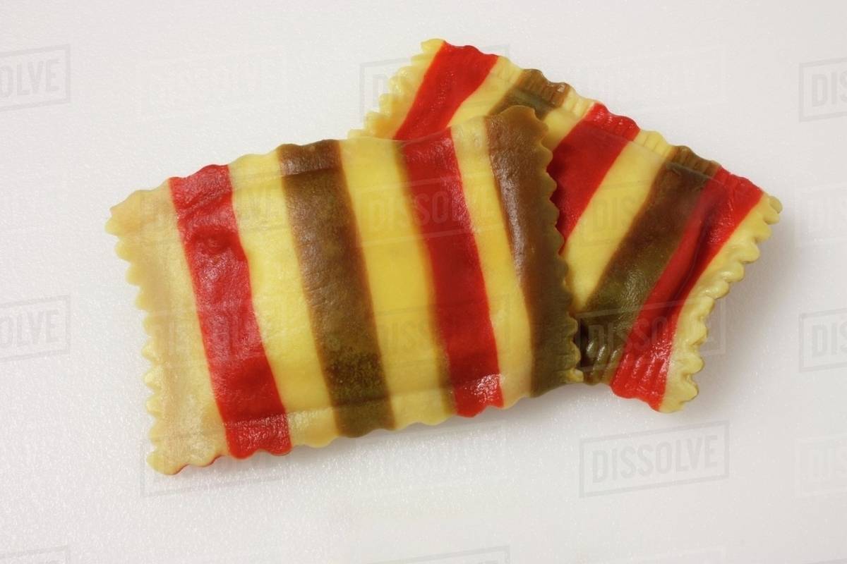 Two Frozen Tri-Colored Ravioli - Royalty-free Stock Photo | Dissolve