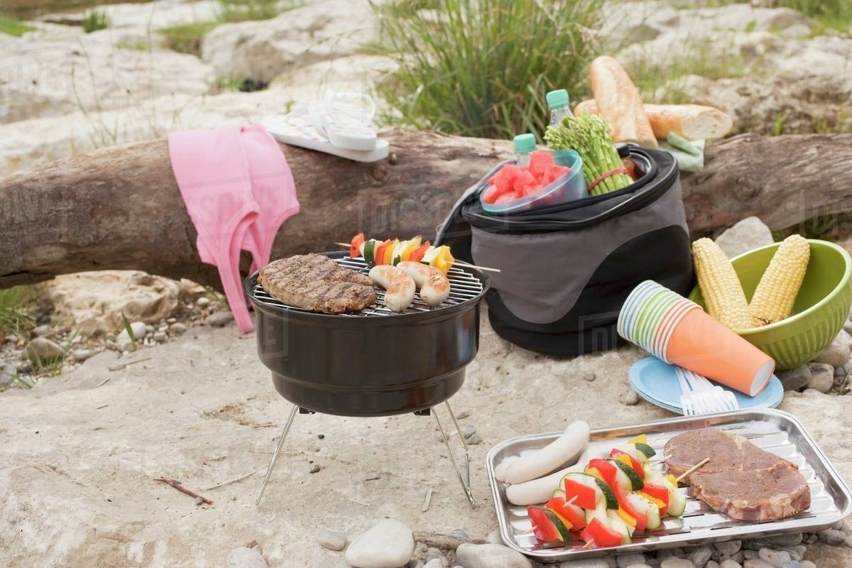 Barbecue on a river bank - Royalty-free Stock Photo | Dissolve