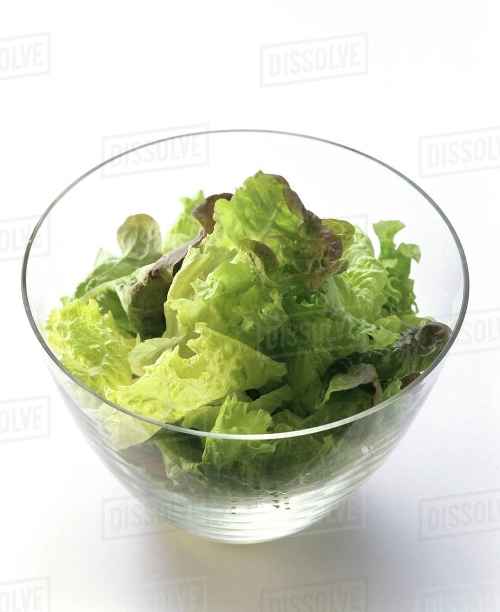 Mixed Lettuce in a Glass Salad Bowl - Royalty-free Stock Photo | Dissolve