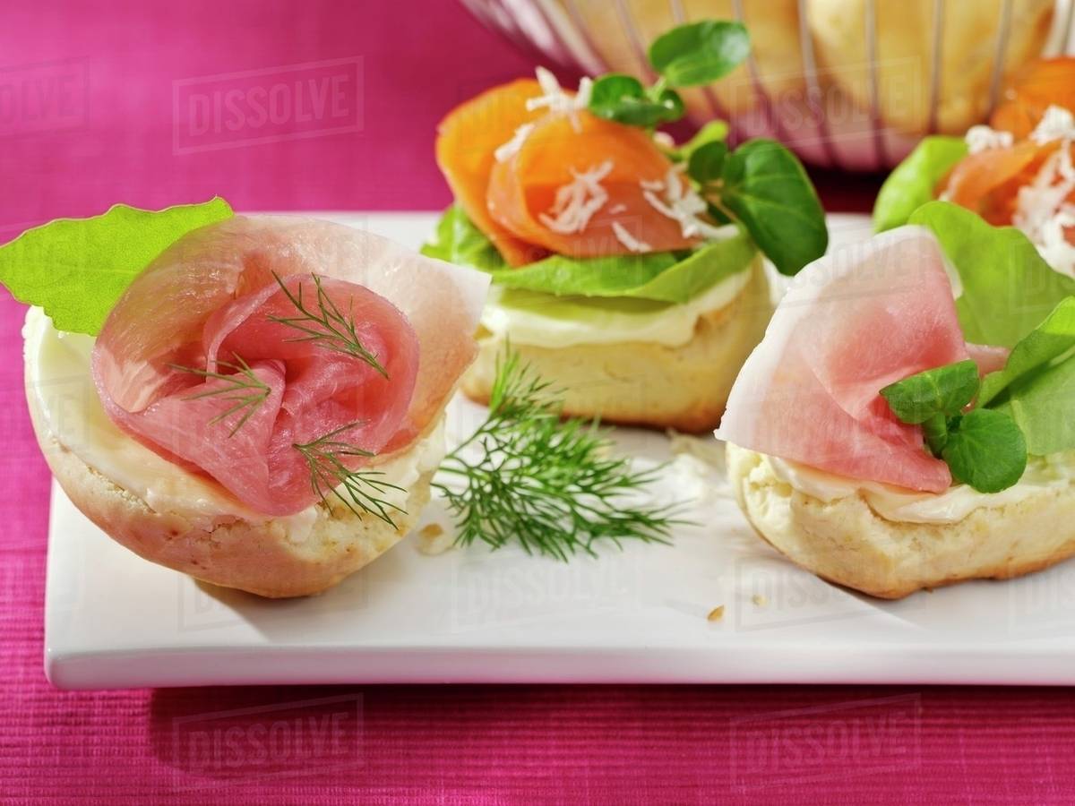 Scones with savoury toppings - Royalty-free Stock Photo | Dissolve