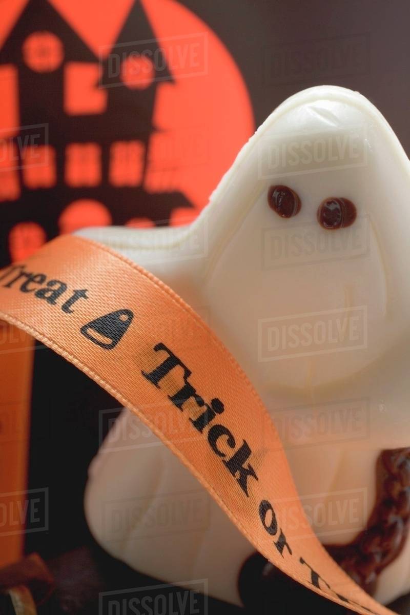 White chocolate ghost for Halloween - Stock Photo - Dissolve