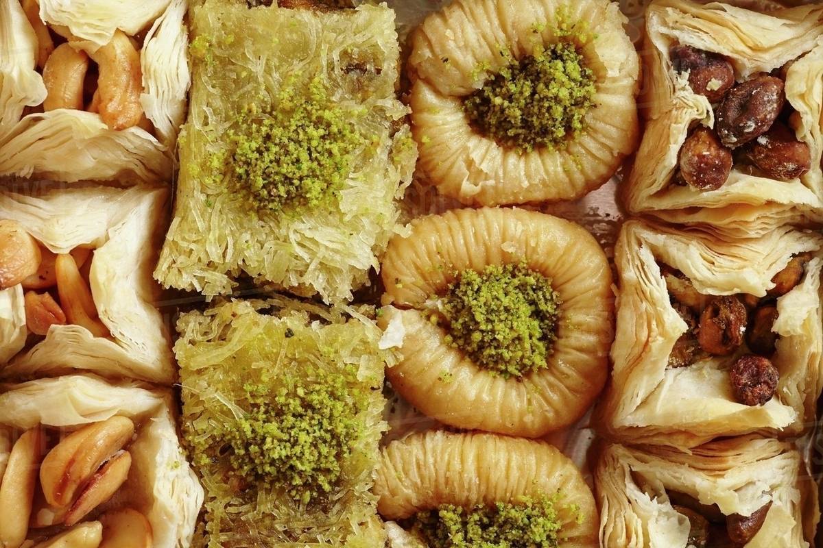 Various types of baklava on a porcelain plate - Royalty-free Stock ...