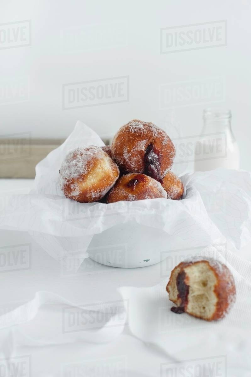 Mini jam doughnuts - Stock Photo - Dissolve