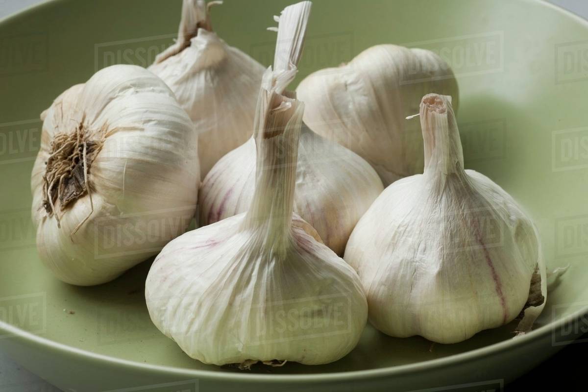 Whole Garlic Bulbs on a Shallow Bowl - Royalty-free Stock Photo | Dissolve