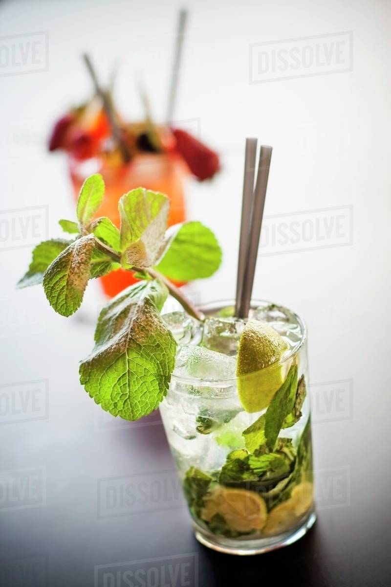 Mojito (cocktail made with white rum, limes and peppermint) - Stock ...