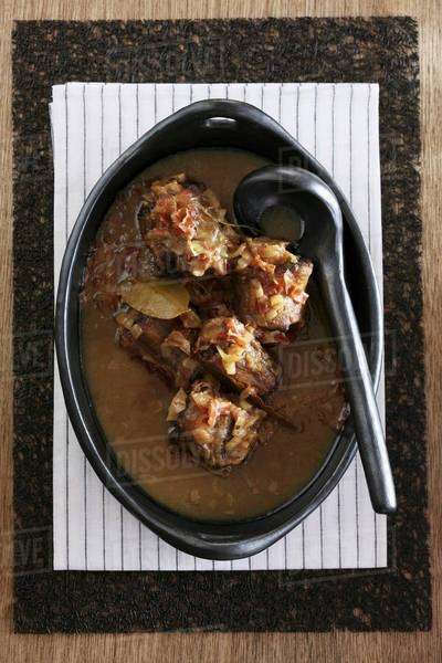 Oxtail ragout with bay leaves and bacon - Royalty-free Stock Photo ...