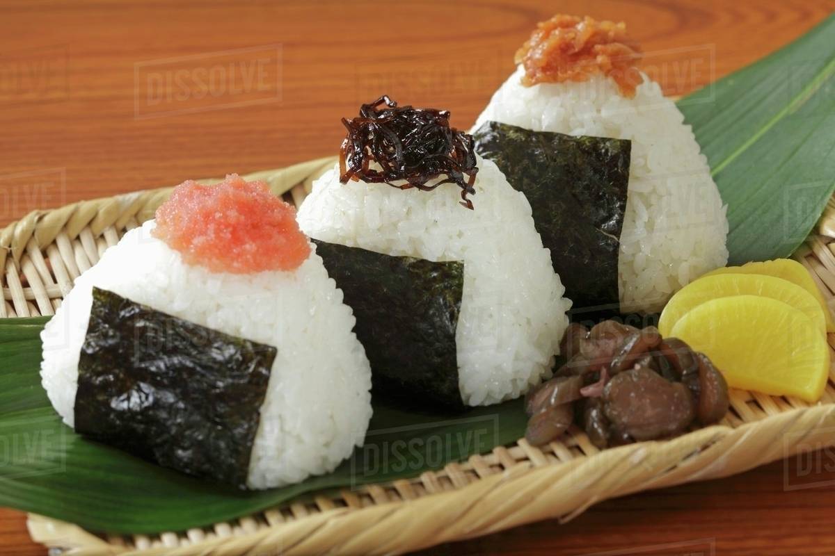 Rice balls with tarako, kombu und ume (Japan) - Royalty-free Stock ...