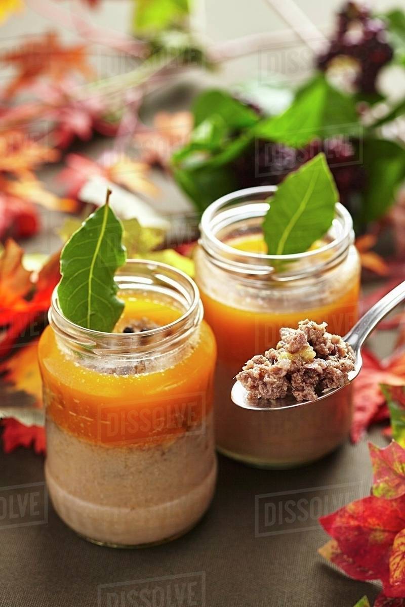 Homemade pheasant pate in jar - Stock Photo - Dissolve