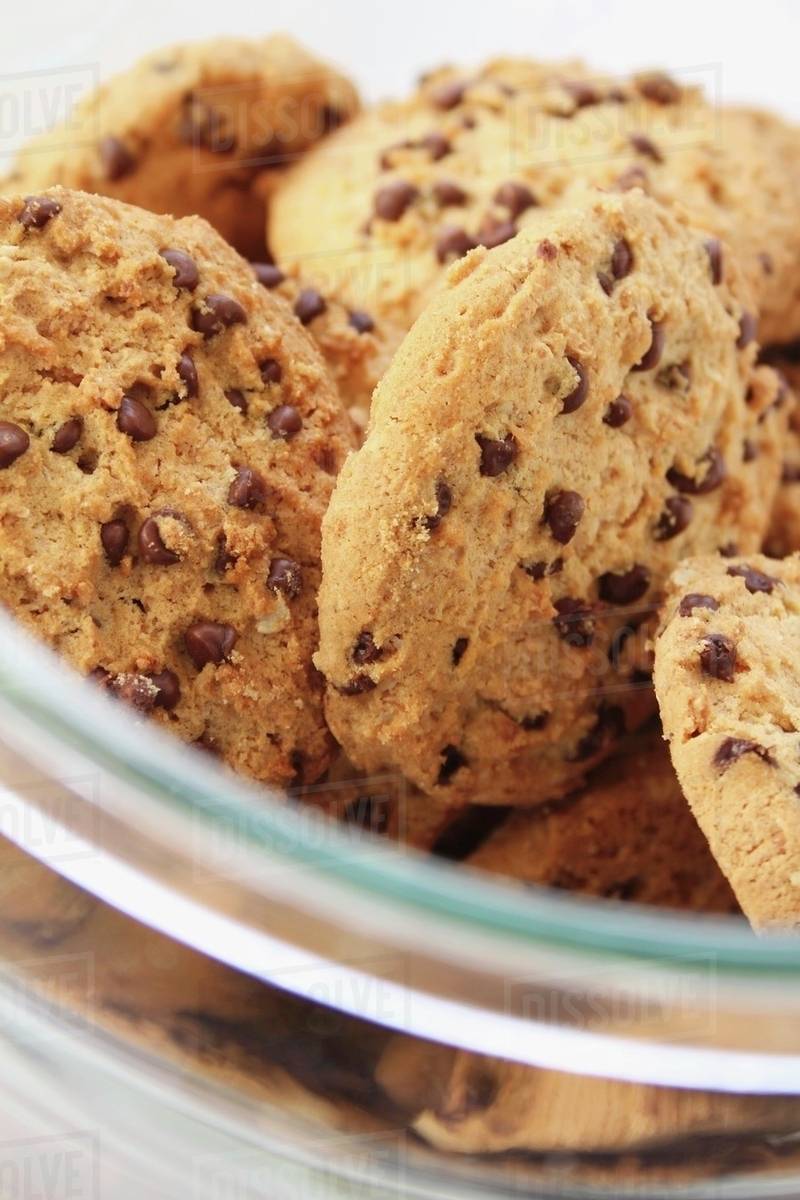 Chocolate chip cookies in a bowl - Royalty-free Stock Photo | Dissolve