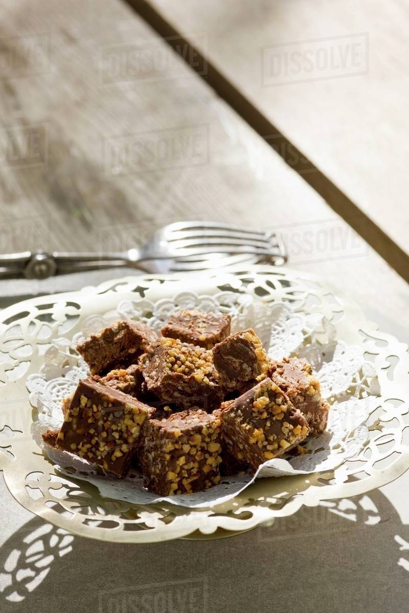 Truffle squares with walnuts - Royalty-free Stock Photo | Dissolve
