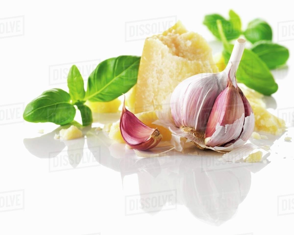 Garlic, basil and Parmesan - Stock Photo - Dissolve