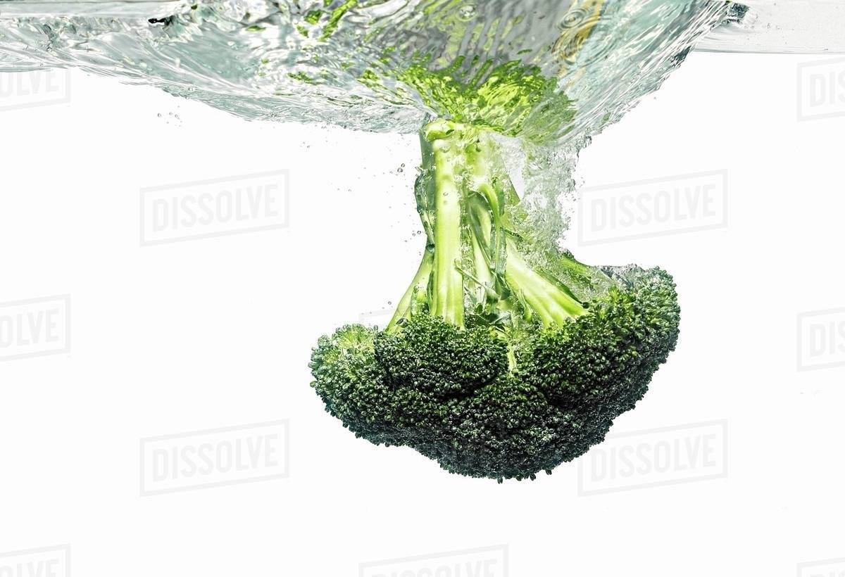 Broccoli falling into water - Royalty-free Stock Photo | Dissolve
