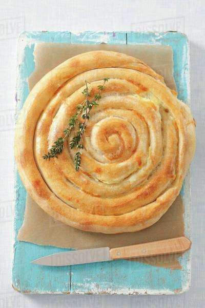 Burek (flatbread filled with cheese, Bosnia and Herzegovina) - Stock ...
