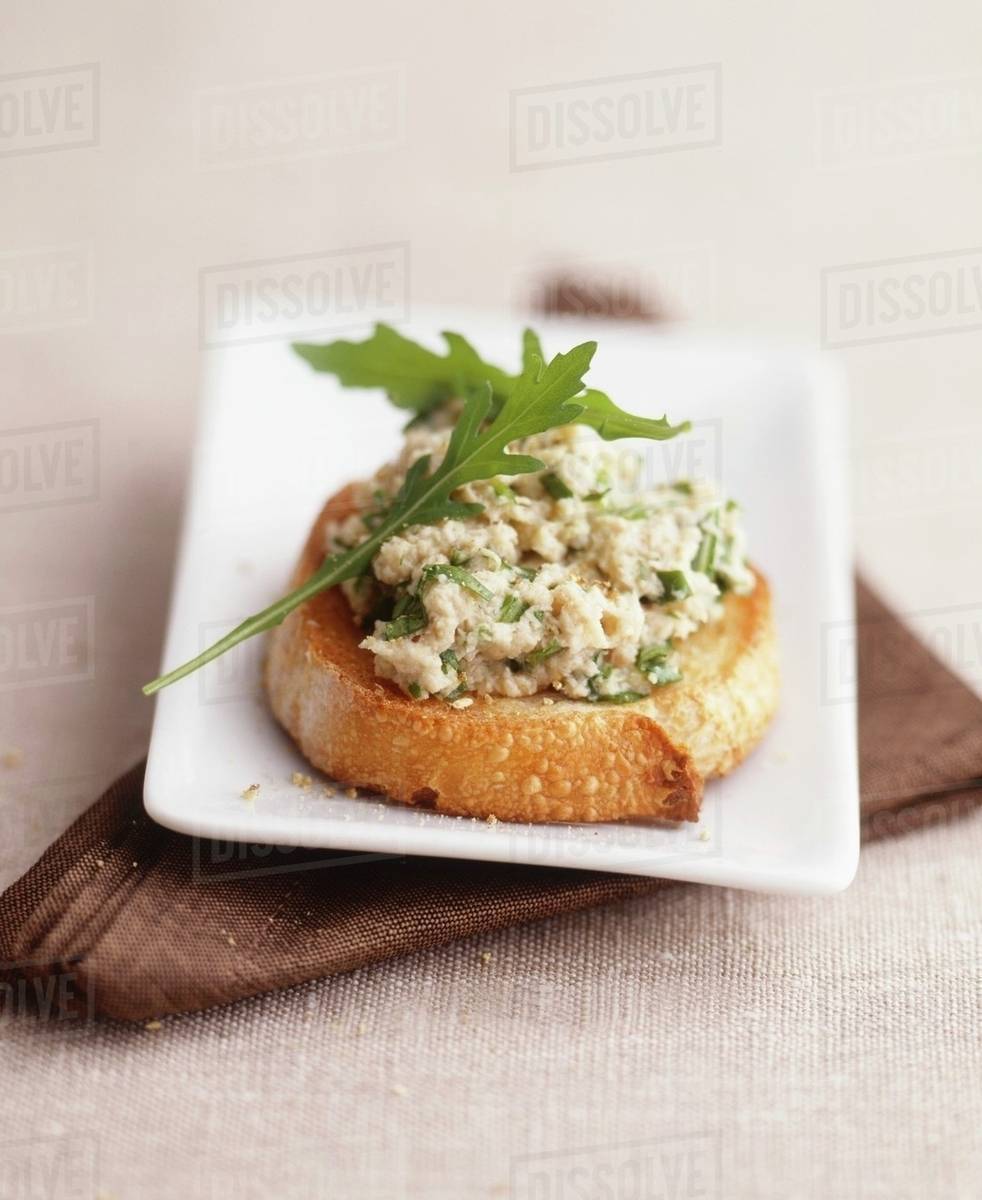 Crostini with chicken and rocket topping - Royalty-free Stock Photo ...