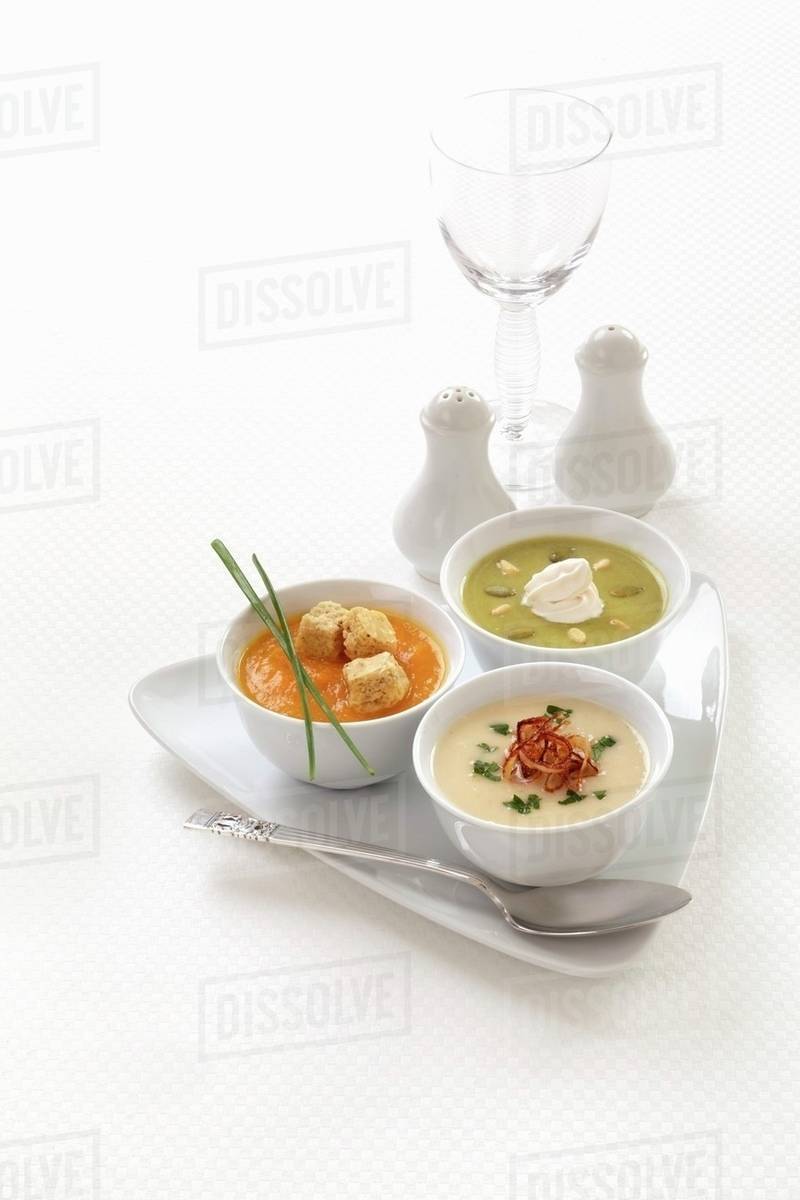 Three different soups - Stock Photo - Dissolve