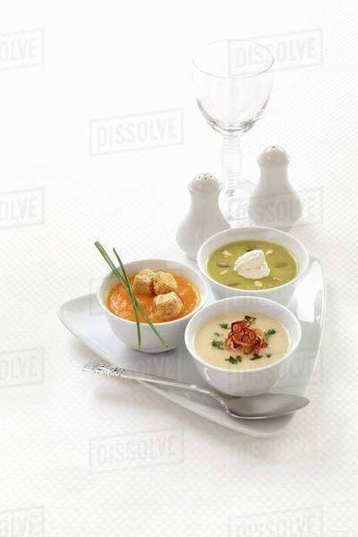 Three different soups - Stock Photo - Dissolve