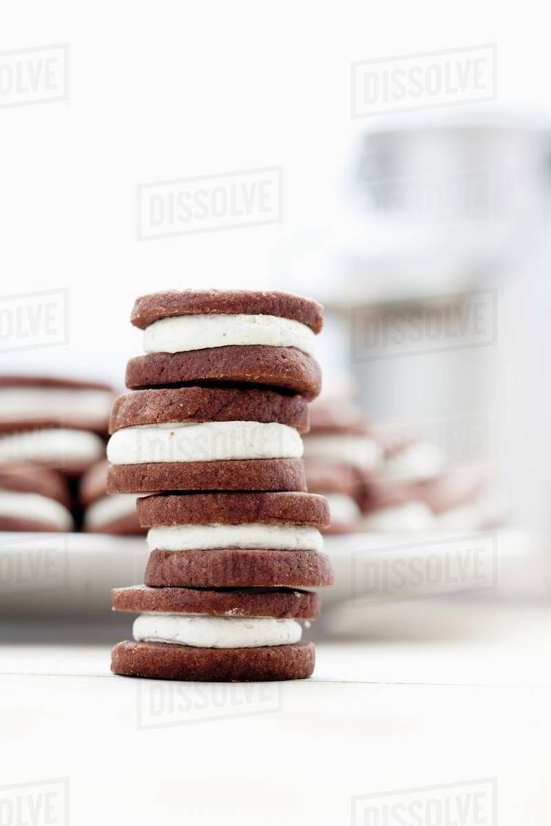 A stack of cream-filled cookies - Royalty-free Stock Photo | Dissolve
