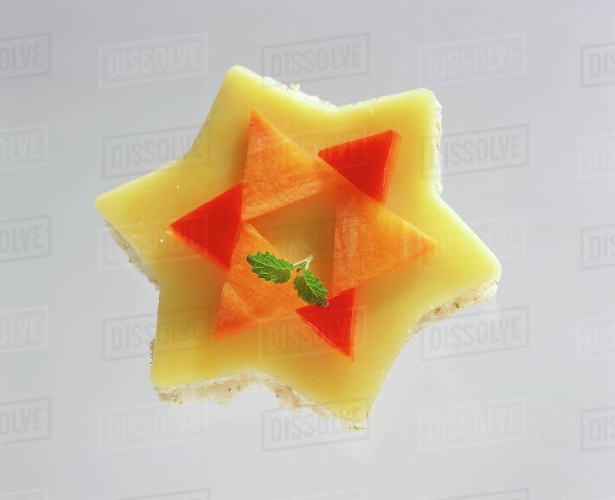 Star-shaped open cheese sandwich with pepper and carrot - Royalty-free ...