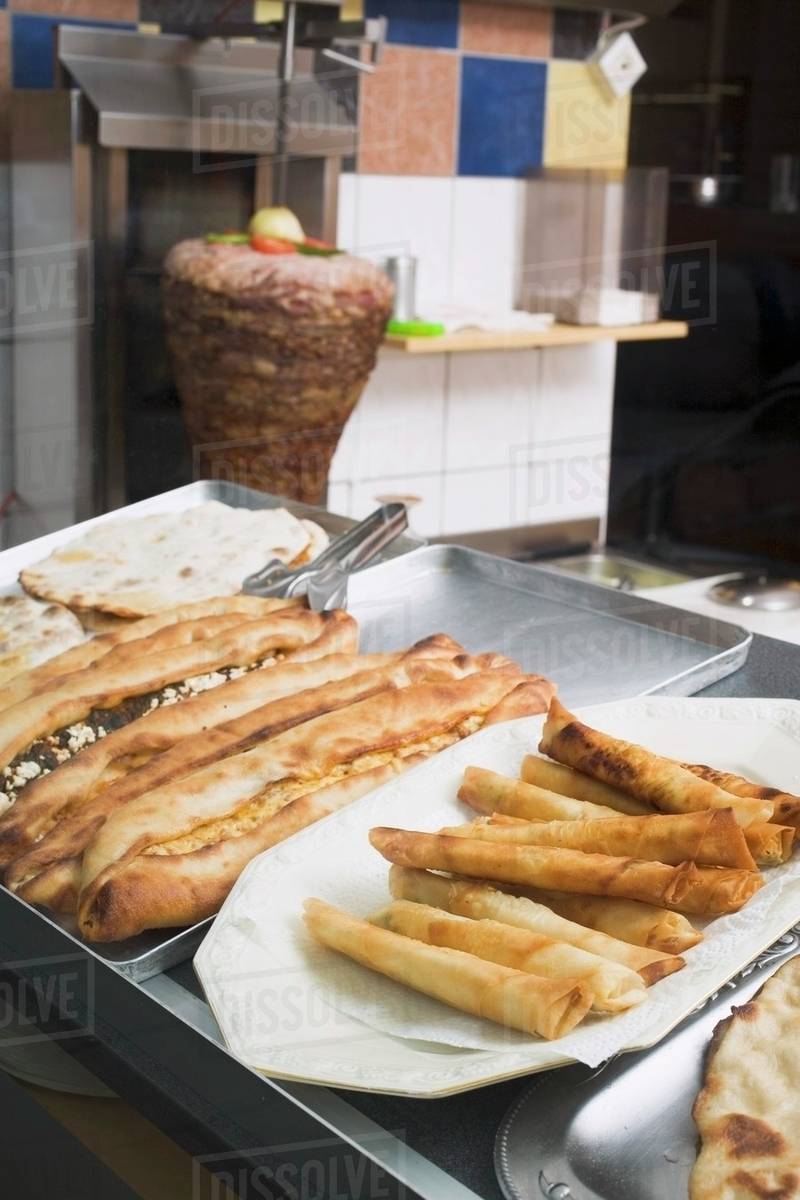 Turkish specialities in a snack bar - Stock Photo - Dissolve