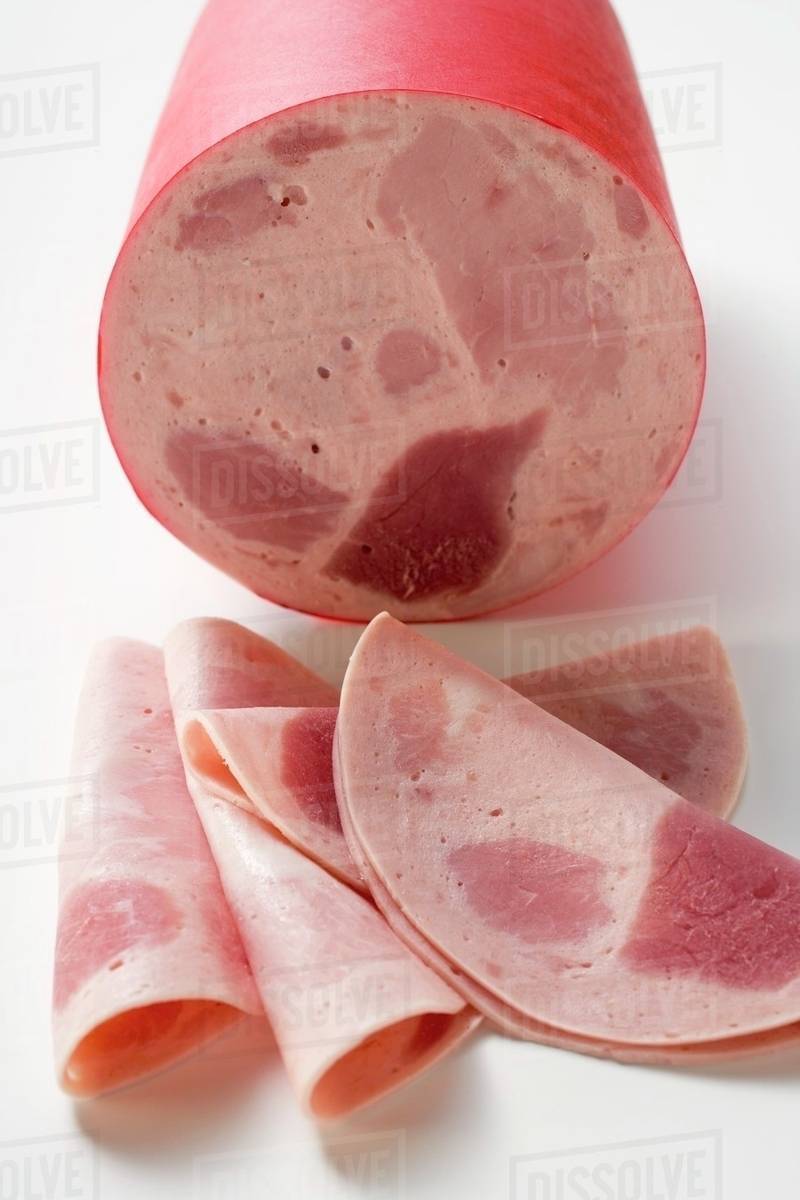 Schinkenwurst (ham sausage) with slices cut - Royalty-free Stock Photo ...