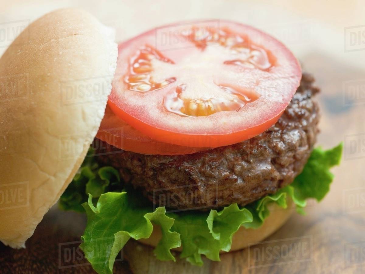 Hamburger with tomato slices - Stock Photo - Dissolve