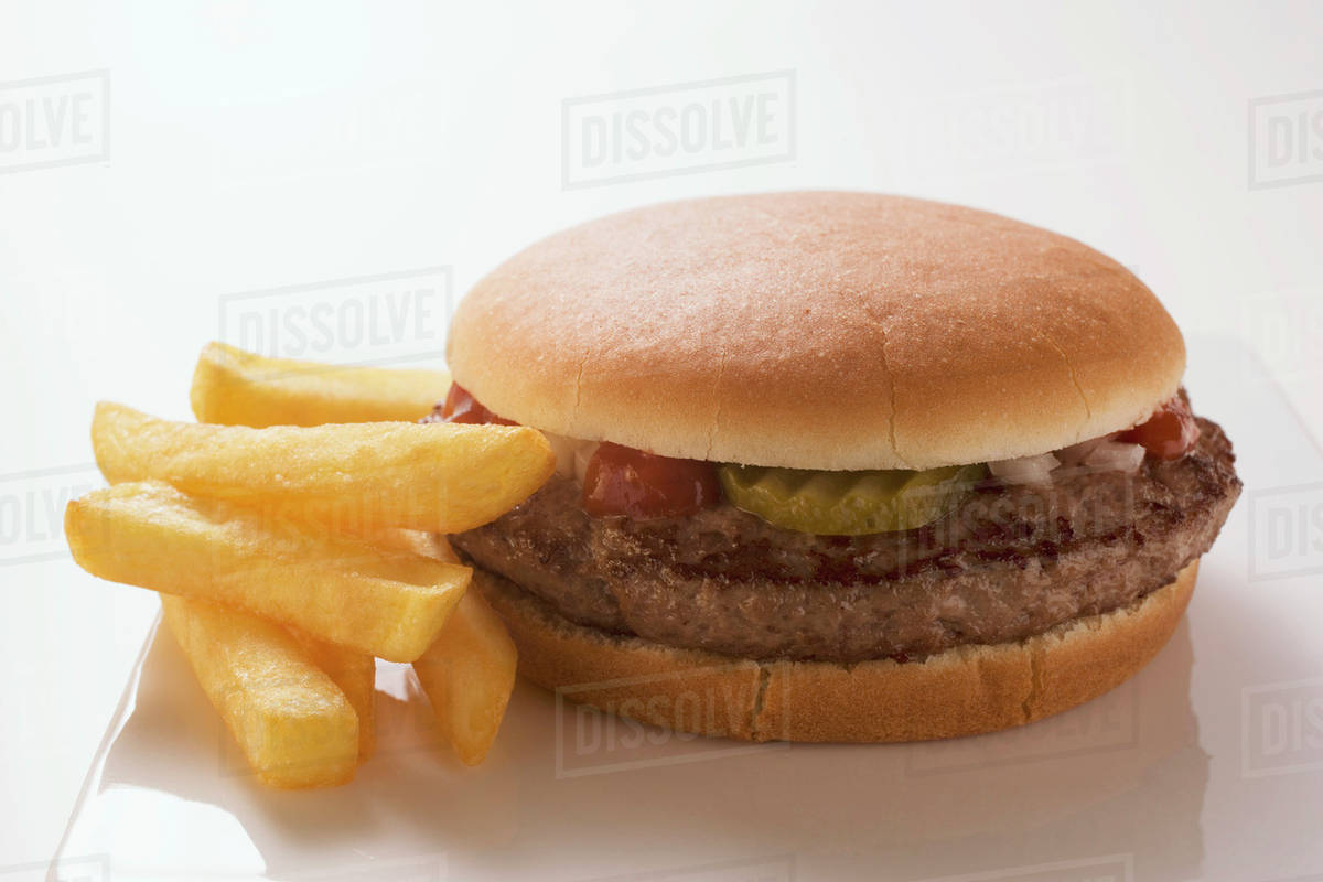 Hamburger with chips - Royalty-free Stock Photo | Dissolve