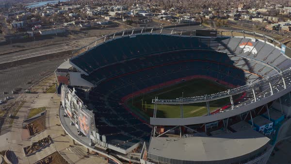 Aerial shot of Mile High Stadium in city, Denver, Colorado, United ...