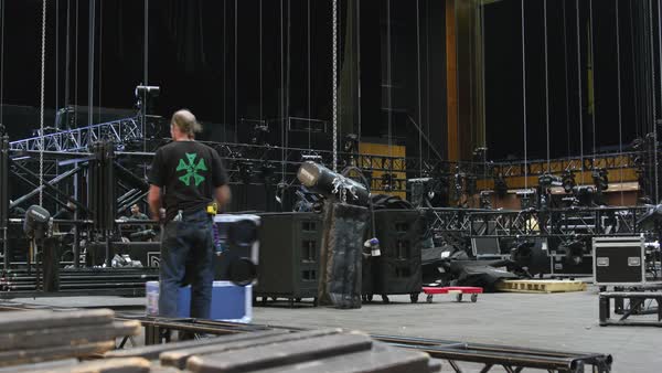 Timelapse of technicians preparing stage for concert - 4K Royalty-free ...