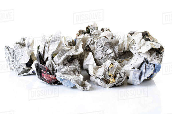 Crumpled newspaper, close-up - Stock Photo - Dissolve