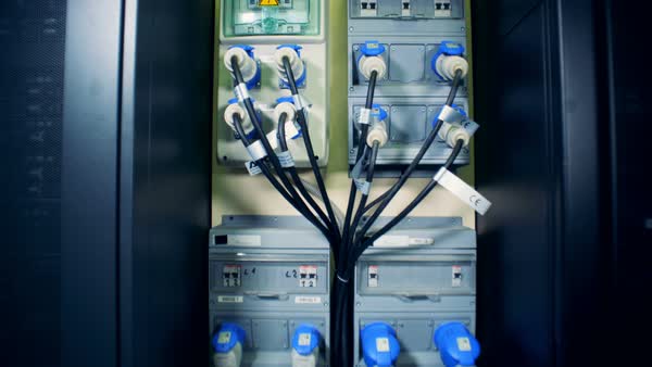 High-voltage industrial socket, plug, outlet. Electrical equipment at ...