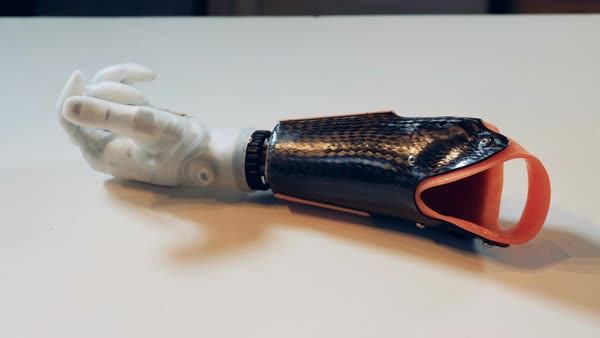 Bionic arm is moving its fingers. Real robot human-like arm. - 4K ...