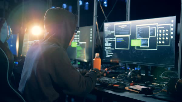 One hacker working with computer - 4K Royalty-free Stock Video Footage ...