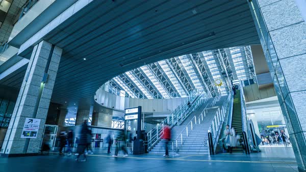 OSAKA, JAPAN - FEB 19 2020: Time-lapse view of Osaka train station ...