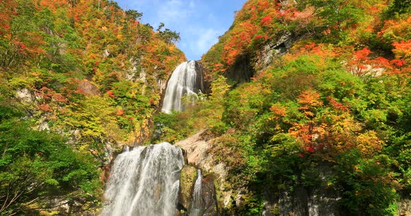 Yasu Falls, Akita Prefecture, Japan - Stock Video Footage - Dissolve