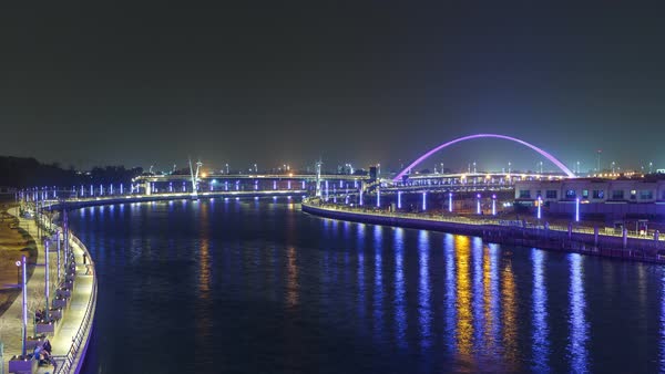 Illuminated Waterfall at the Sheikh Zayed Bridge timelapse, part of the ...