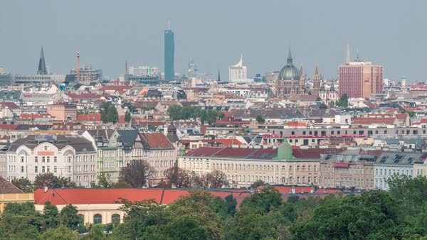 Aerial panoramic view of Vienna city timelapse from the Schonbrunn ...