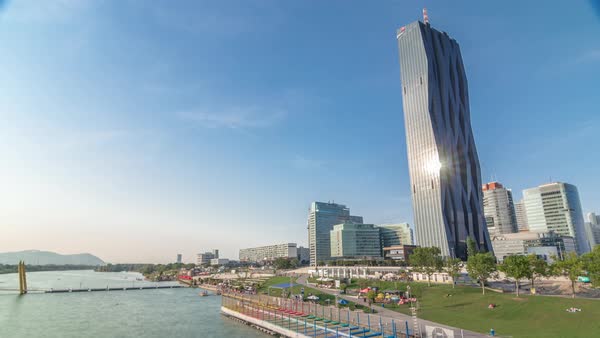 Donaustadt Danube City timelapse hyperlapse is a modern quarter with ...