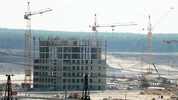 Construction site. The process of building a nuclear power plant ...