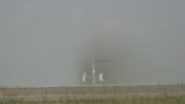 Wide shot of an airplane taking off from a runway - HD Rights-managed ...