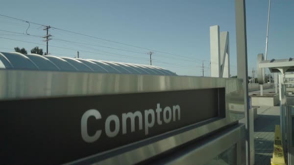 Metro Rail and Busway map at the Metro Rail station in Compton, Los ...