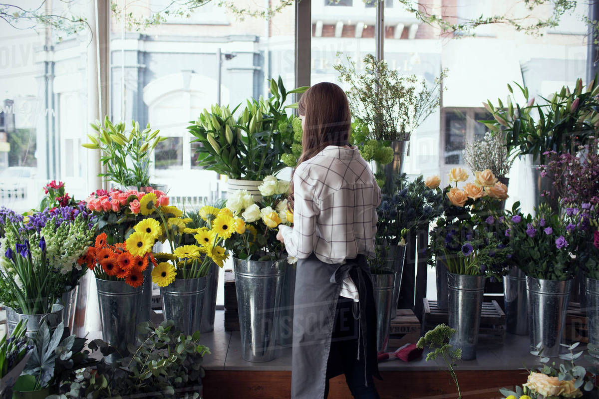 Female florist at work in shop - Royalty-free Stock Photo | Dissolve