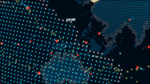 Digital data globe, a scientific technology data network surrounding ...