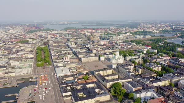 Helsinki, Finland. City center aerial view. Helsinki Cathedral. Senate ...