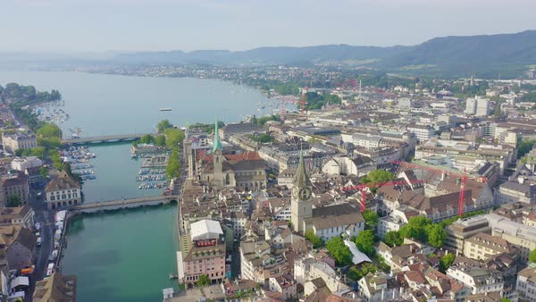 Zurich, Switzerland. Panorama of the city from the air. View of Zurich ...