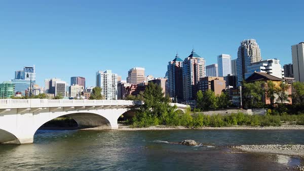 Louise Bridge and buildings in Downtown Calgary - Stock Video Footage ...
