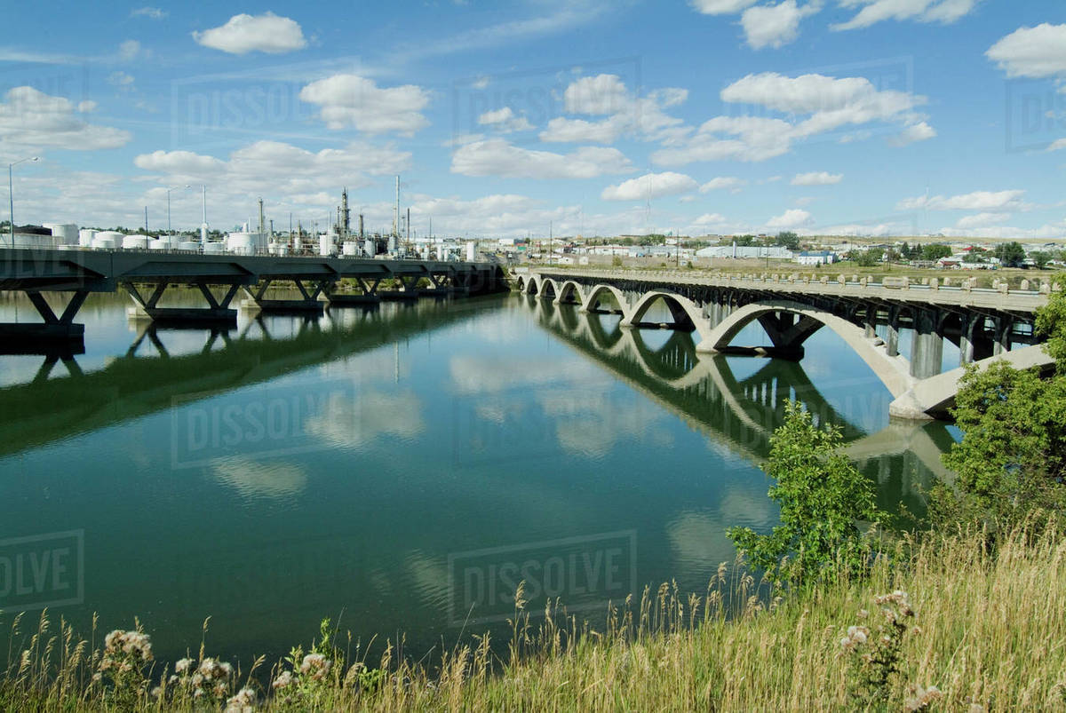 Bridge over Missouri River, Great Falls, Montana, USA. - Royalty-free ...