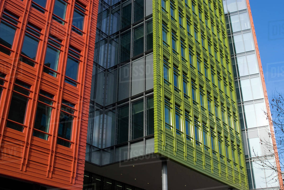 Colourful facade of Central St. Giles Court, a mixed- use development ...